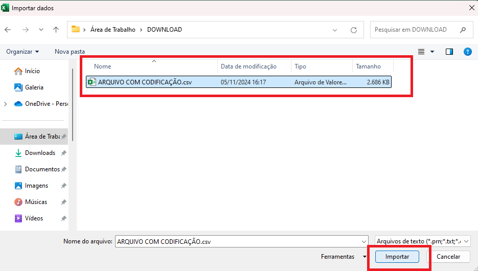 Caracteres especiais em arquivos CSV no Excel